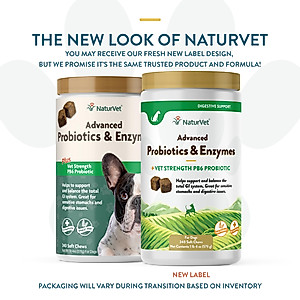 NaturVet – Advanced Probiotics & Enzymes - Plus Vet Strength PB6 Probiotic – Supports and Balances Pets with Sensitive Stomachs & Digestive Issues – for Dogs & Cats 240 ct