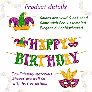 Mardi Gras Birthday Banner Carnival Fleur De Lis Shrove Fat Tuesday New Orleans Masquerade Theme It’s My Mardi Gras Birthday Party Decorations