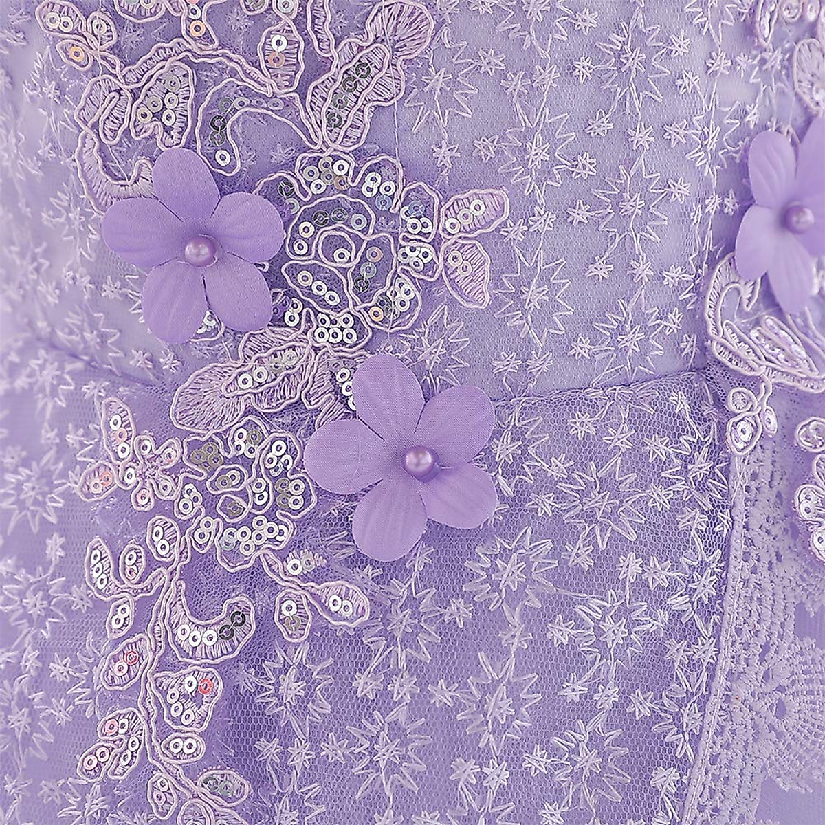 Baby Girls Tutu Dress Infant Flower Girl Sequin Lace Appliques Princess Dress for Baby Wedding Party First Birthday Pageant Gown Lilac 12-18 Months