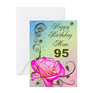 CafePress 95Th Birthday Card For Mom, Elegant Rose Greeting Folded Greeting Card Matte
