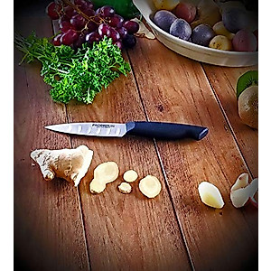 Ergo Chef Prodigy Series 4-Inch Paring Knife with Hollow Grounds on Blade - High Carbon Stainless Steel - Ergonomic Non-Slip Handle, Black