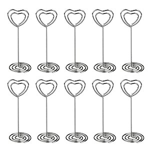 lasenersm 10 PCS 3.3 Inch Wedding Table Card Number Holders Table Card Photo Menu Name Display Stand Holder for Wedding Banquet Party, Silver Color