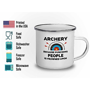 Archery Camper Mug 12oz - Archery because punching - Archery Shot Trainer Crossbow Compound Bow Hunting Arrow