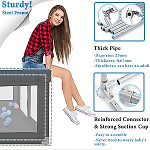 Albott Portable Baby Playpen for Babies and Toddlers, 79"x71" Baby Playards, Extra Large Anti-Fall Infant Safety Activity Center(Deep Grey)