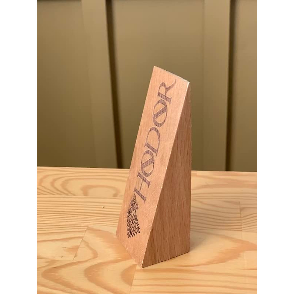 Hodor Door Stopper Natural Beech Wood Anti Slip Rubber Wedge GoT Compatible with Every Surface 2 Pack Gift Engraved Merchandise Gag