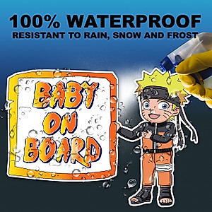 Baby on Board Sign Super Funny Cartoon Sticker to Caution Drivers by Placing Warning Decals on Car Accessories Windows Bumpers for Safety Measures Perfectly Designed Anime in |5" Height X 7" Width|