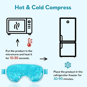 2PCS Gel Eye Mask, Cold Compress Gel Beads Eye Mask, Reusable Cooling Ice Mask for for Puffy Eyes, Dark Circles, Headaches, Migraine, Stress Relief