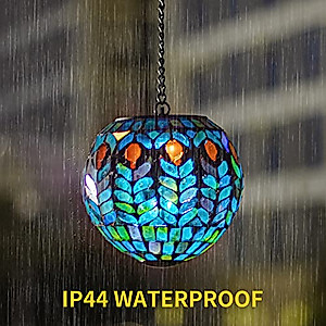 VCUTEKA Hanging Solar Lanterns Mosaic Solar Lights with Hook Up, Outdoor Solar Garden Lights Decor for Yard Tree Fence Patio