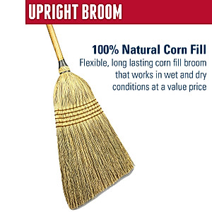 Weiler 44548 Light Industrial Upright Broom, Corn & Fiber Fill, 57" Overall Length (Pack of 12)