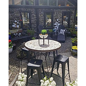 FDW Metal Bar Stools Set of 4 Counter Height Barstool Stackable Barstools 24 Inch 30 Inch Indoor Outdoor Patio Bar Stool Home Kitchen Dining Stool Backless Bar Chair (Black, 30")