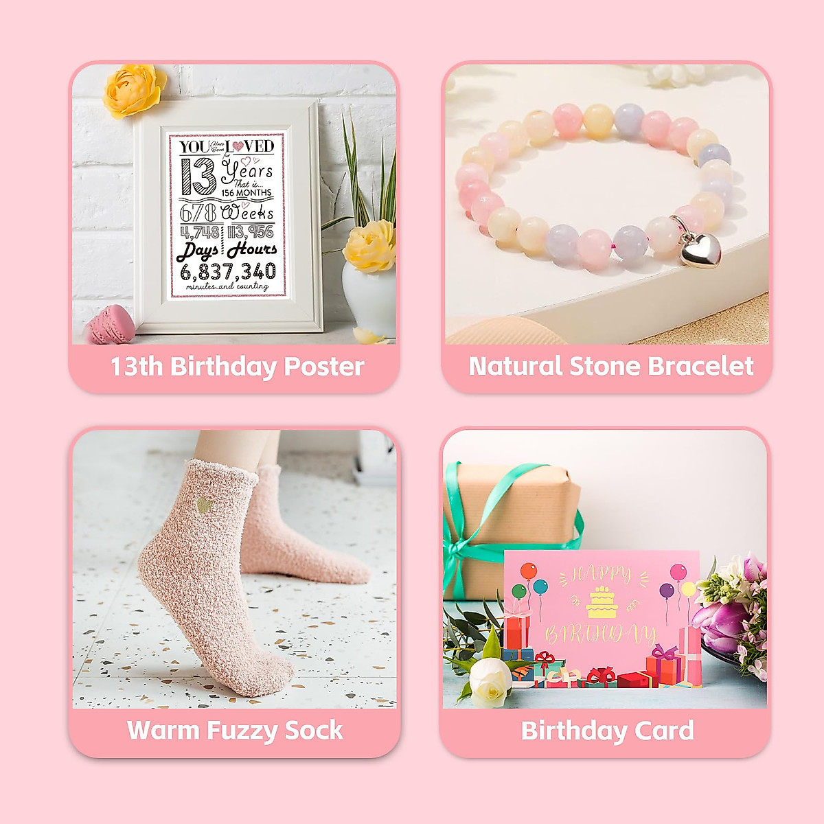 13th Birthday Gifts for Girls, Happy 13th Birthday Gift Ideas, 10 Pieces Unique 13th Birthday Gifts for Daughter, Niece, Granddaughter, 13th Birthday Gifts for Her, Official Teenager Birthday Gifts