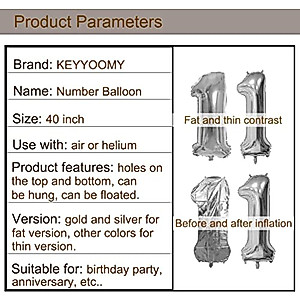 KEYYOOMY 40 in Big Number 30 Mylar Balloons with Crown (Number 30, 40 in, Pink Color)