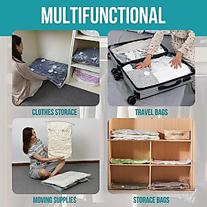 AirBaker 10 Pack (Medium) Vacuum Storage Bags, Space Saver Sealer Bags for Clothes Comforters Blankets Pillows with Travel Hand Pump