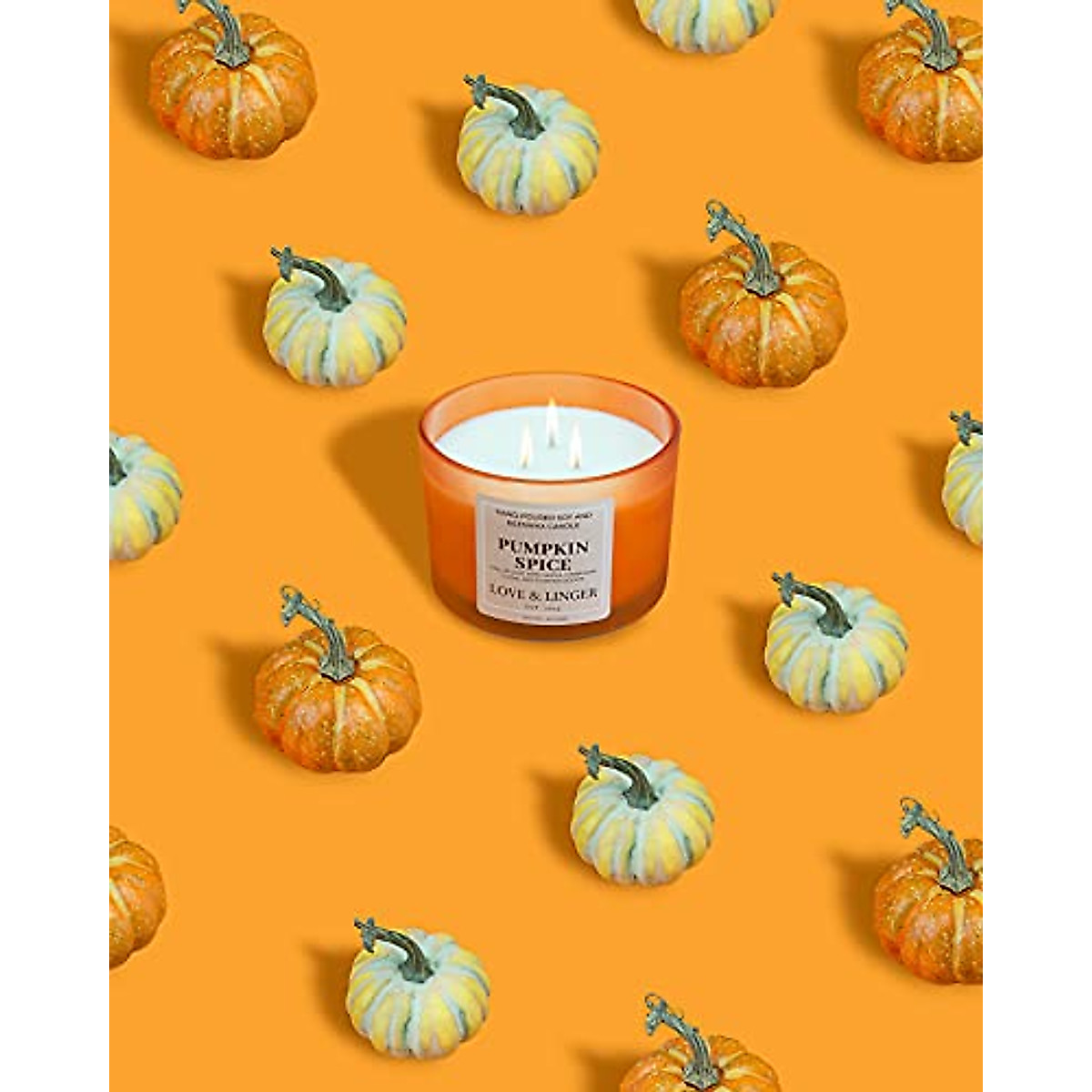 Pumpkin Spice Candle | Fall Candles | Luxury Soy & Beeswax Candles for Home | 16 oz. Large Jar 3 Wick Candle | Thanksgiving Candle | Fall Scented Candle | Autumn Candles