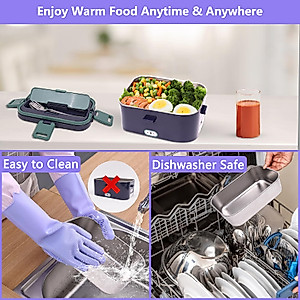 Eleckfun Electric Lunch Box Food Heater, 2 in 1 Heated Lunch Box for Car Truck Home Work Adults Food Heating, Leak Proof, 1.8L Removable Stainless Steel Container, 110V/12V/24V 80W