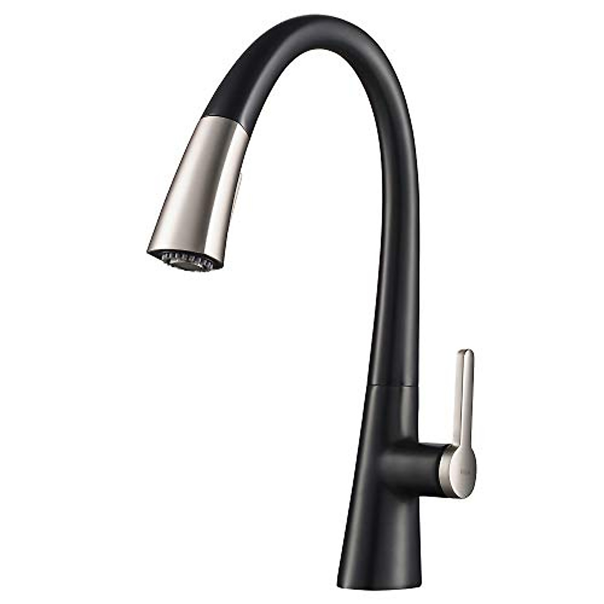 Kraus KPF-1673SFSMB Nolen Dual Function Pull, Faucets for Kitchen Sinks, Single-Handle, 16 3/8 Inch, Spot Free Stainless Steel/Matte Black