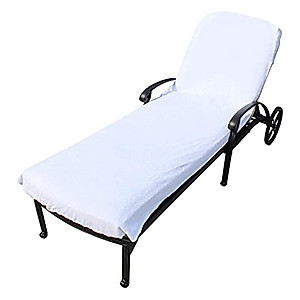 Baoblaze Portable Lounge Towel Cover with Side Storage s No Sliding Beach Cover for Pool and Garden Sunbathing Vacation, White