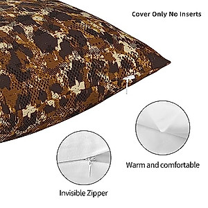 Pillowcase 16"X16" Square Decorative Throw Pillow Case Cushion Cover for Sofa Couch Car Home - Abstract Leopard Skin Dots Camo