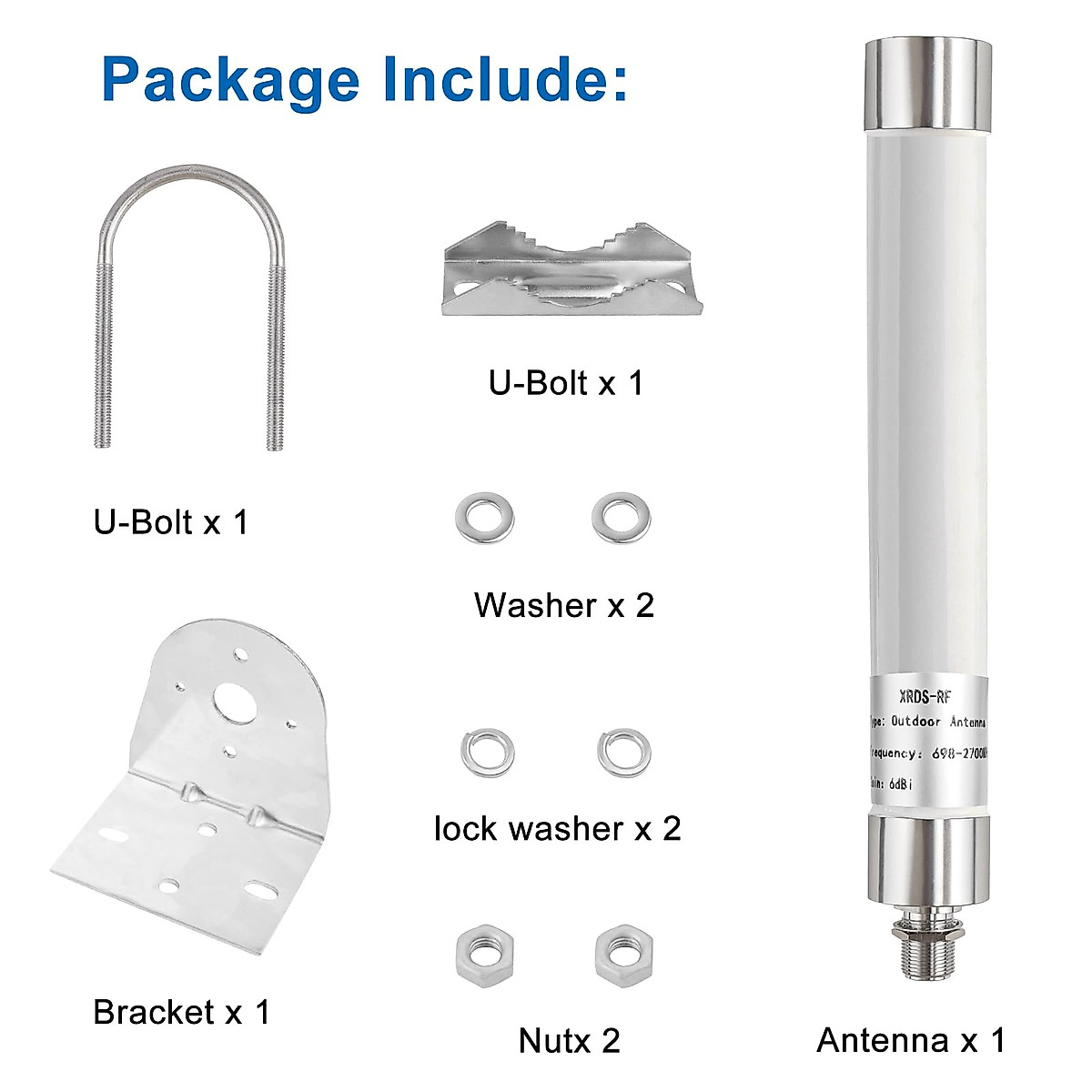 XRDS-RF 4G LTE Antenna 6dBi Omni-Directional Outdoor Fixed Mount Antenna with N Female Connector for Router, Modem, Radio, Signal Amplifier (698-2700MHz)