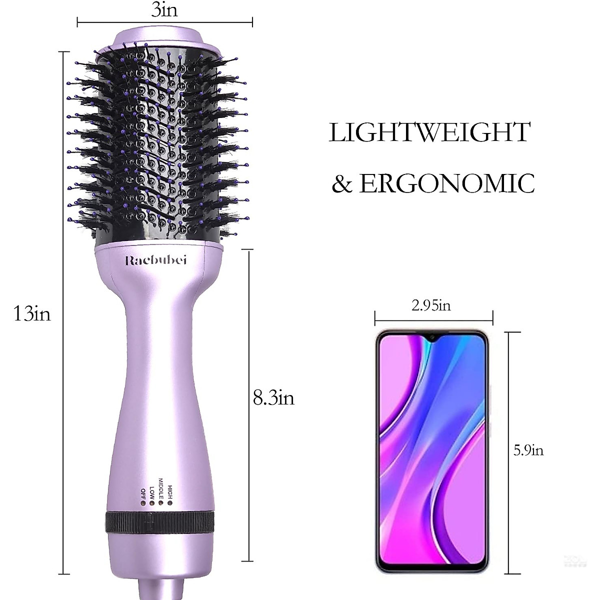 Hair Dryer Brush,Hot Air Brush, Blow Dryer bruch,One Step Hair Dryer and Volumizer with Salon Negative Ionic for Straightening, Professional Brush Hair Dryers for Men and Women (Purple