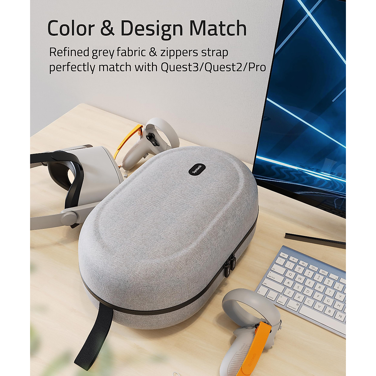 Syntech Large Hard Carrying Case Compatible with Oculus/Meta Quest 3, Quest 2/Pro Accessories PICO4 VR Headset with Elite Strap, Touch Controllers and Others, High Capacity for Storage, Travel (Gray)