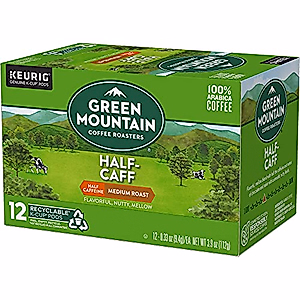 Green Mountain Coffee Roasters Half Caff Keurig Single-Serve K-Cup pods, Medium Roast Coffee, 12 Count