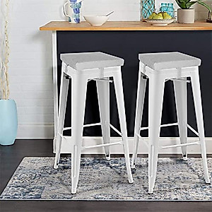 Tromlycs 12x12 Chair Cushion Bar Stool Square Seat Cushion with 4 Velcro Straps Slip Resistant Textured Wooden Metal Small Bar Stool Cover - Gray and White (1 Pack)