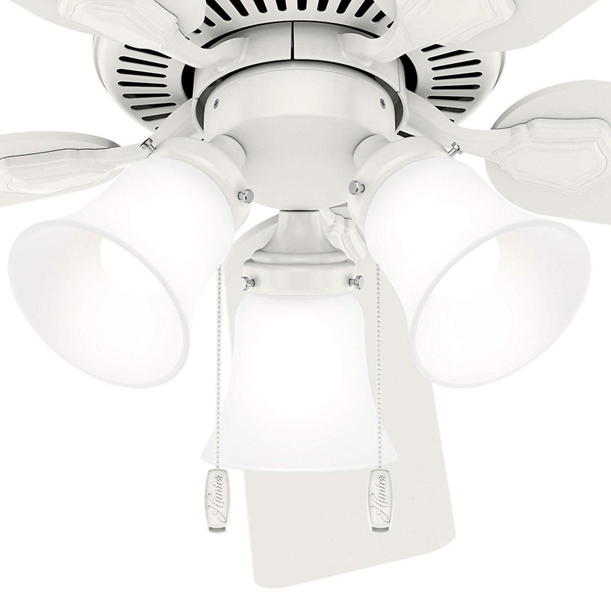 Hunter Fan 52 Inch White Indoor Ceiling Fan with LED Light Kit and Pull Chain for Living Room, Bedroom, Basement, Kitchen, Office (Renewed)