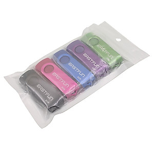 EASTFUN 5 Pack 8GB USB Flash Drive USB 2.0 Flash Memory Stick Fold Storage Thumb Stick Pen (Five Mixed Colors: Black Rose Blue Purple Green)