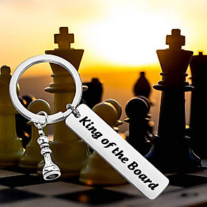 POTIY Chess Gift King of The Board Game Keychain Chess Keychain for Chess Player Chess Lover Chess Master (King)