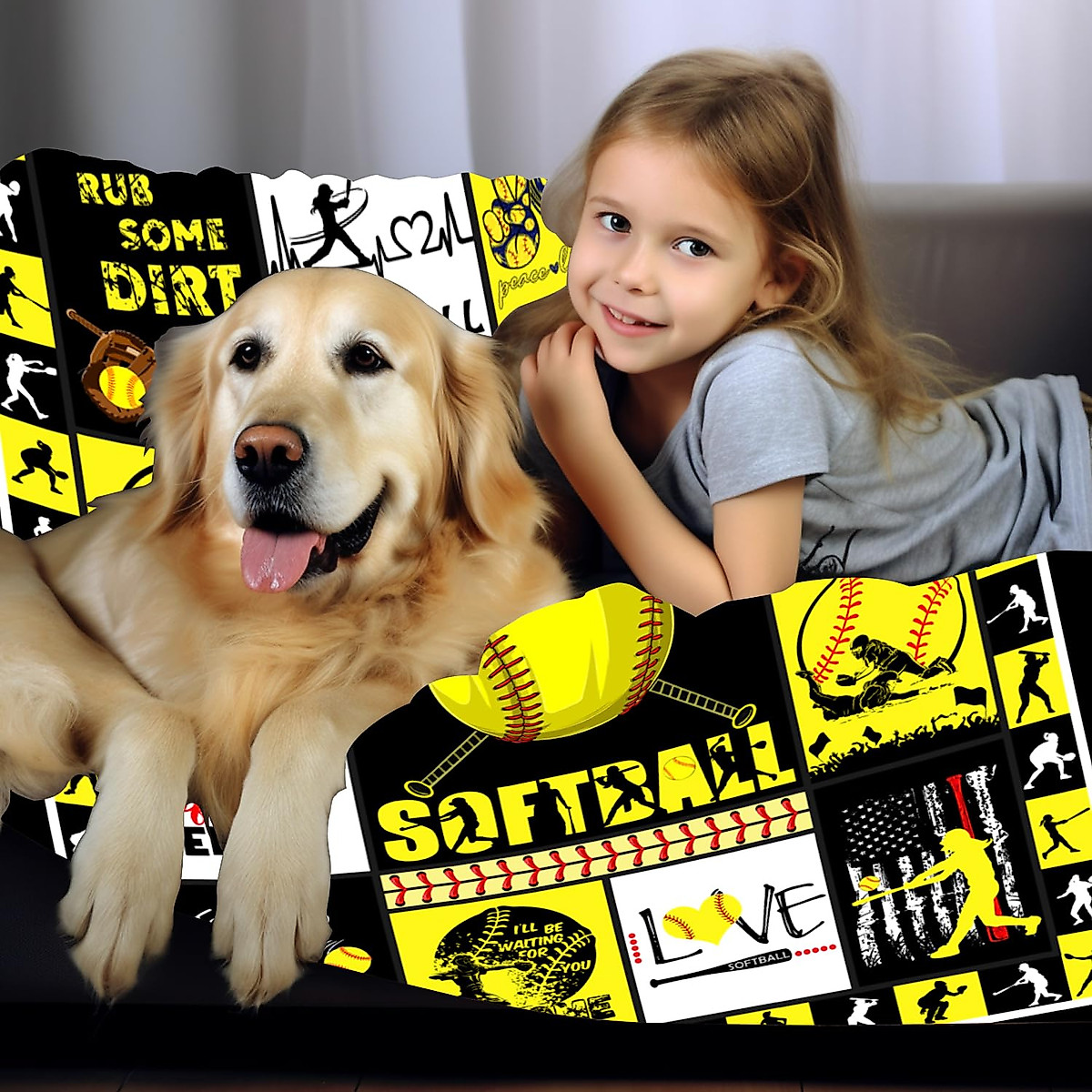 Softball Blanket Soft Flannel Blankets and Throws Outdoor Ball for Bedding Boys Girls Adults Gifts 50"X40"