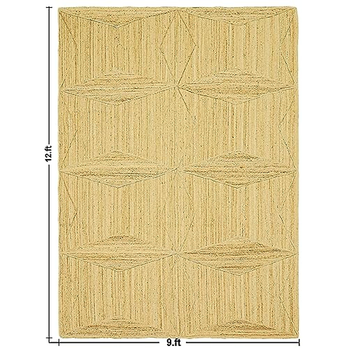 CASAVANI Collection Rectangular Area Rug - 4x6 Ft' Beige Braided Jute Rug Geometric Kilim Rug Indoor Outdoor Use Carpet Flatweave Rugs for Bedroom Dining Room Living Room
