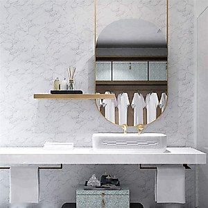 Yancorp White Gray Contact Paper Peel and Stick Wallpaper Marble Removable Wallpaper Pull and Stick Countertops Self-Adhesive Backsplash for Cabinets (11.8"X120")