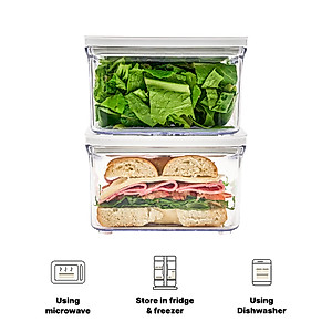VAKUEN Premium Airtight Food Storage Containers, Square 2PC/Set(1.48qt), Smart One-Click Seal Lid, No Hinges, 100% Leak Proof, BPA-FREE, Dishwasher, Freezer & Microwave Safe