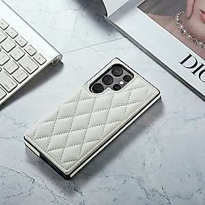 Galaxy S23 Ultra Case,Luxury Flip Folio Leather Wallet Case RFID Blocking Cover Card Slots and Kickstand for Girls Women,Protective Phone Case for Samsung Galaxy S23 Ultra (White)