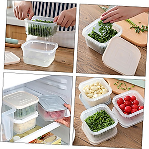 HOLIDYOYO 4pcs Box Double Layer Crisper Onion Fresh-keeping Case Containers with Strainer Basket Food Containers Fridge Food Container Draining Crisper Fruit Strainer Ginger Drain Crisper or