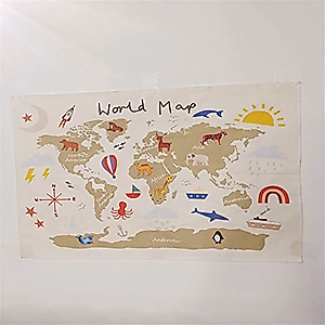 31.4''x23.6'' Adorable Alphabet Canvas Art Poster Wall Hanging,ABC Educational World Map Animal Art Print,Nursery Hanging Poster for Classroom,Kids Room School Bedroom Photography Background Props Decor (A)