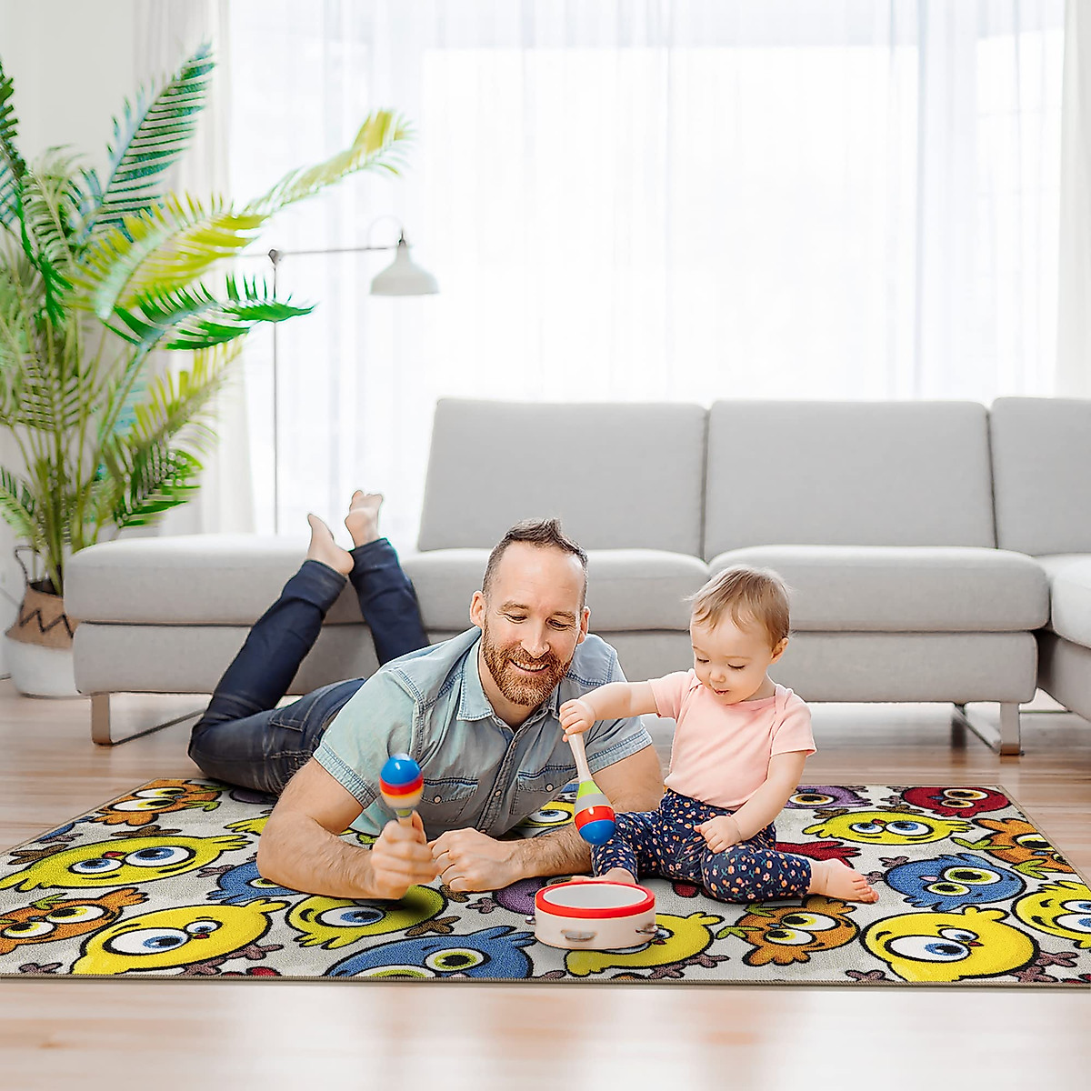 Machine Washable Educational Space Numbers Design Non-Slip Rubberback 5x7 Kid's Area Rug for Playroom, Kid's Room, Bedroom, 5' x 6'6", Navy