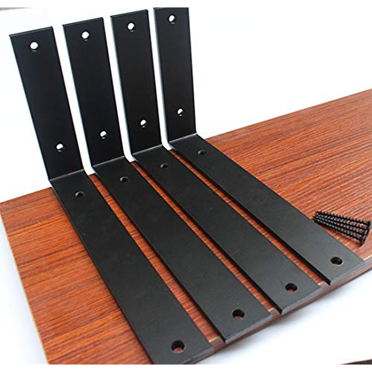 8 Pack - L11" x H 6" x W 1.5", 5mm Thick Rustic Shelf Bracket, Iron Shelf Brackets, Metal Shelf Bracket, Industrial Shelf Bracket, Modern Shelf Bracket, Decorative Shelving, Shelf Supports with Screws