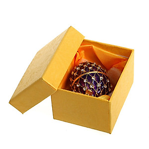 YU FENG Faberge Egg Trinket Box Hinged Jewelry Ring Holder Collectible Figurine Boxes Decorative Egg Crystals (purple)