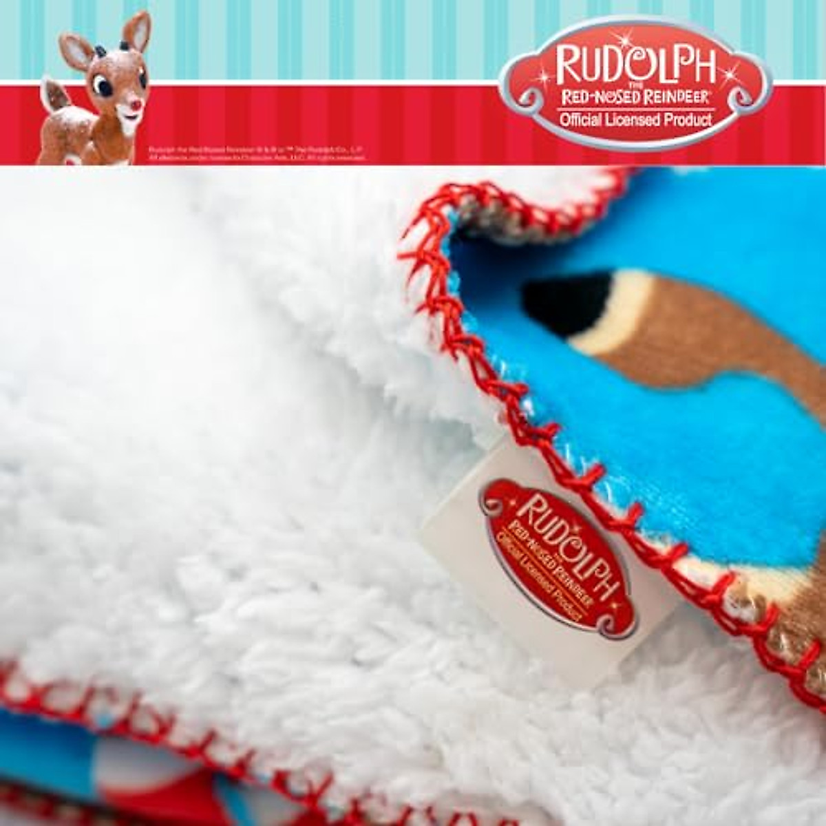 Franco Rudolph The Red Nose Reindeer Holiday Christmas Kids Bedding Soft Plush Sherpa Blanket Throw, 46 in x 60 in, (Officially Licensed Product)