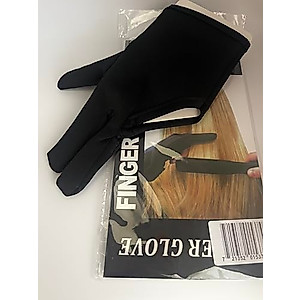 Stilnati Heat Resistant Gloves for Hair Styling Curling, for Barber, Hair Straightening, Keratin Treatment, Curling, Flat Iron, 3 Fingers Glove Hairdressing, Hand Protective Glove, Black, 1 Pcs