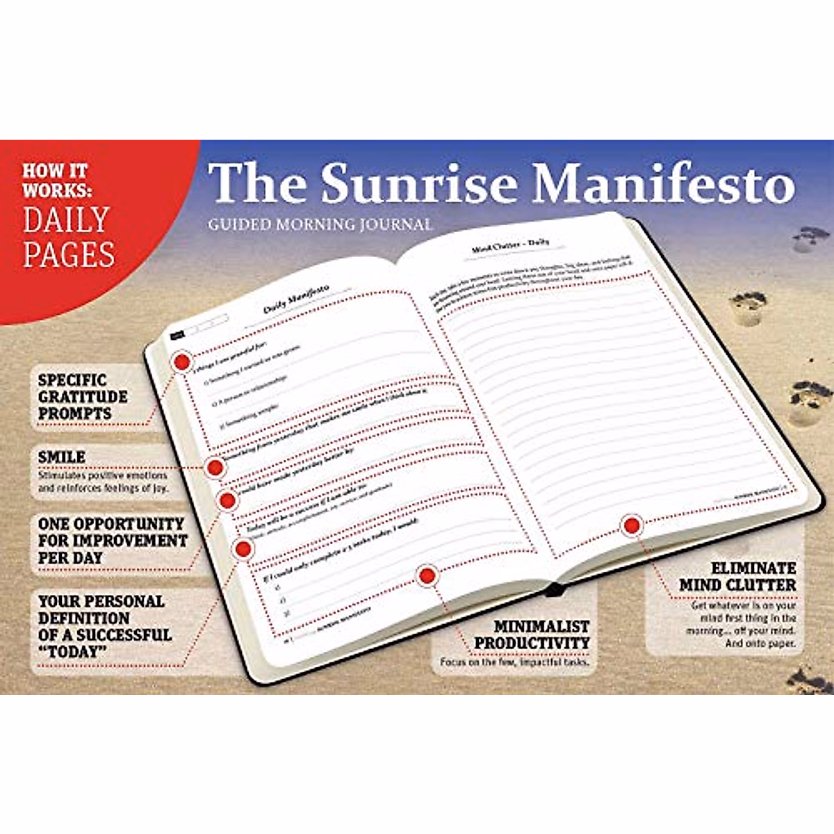 SaltWrap The Sunrise Manifesto Guided Morning Journal (Brown) - Minimalist Morning Pages for Gratitude, Productivity, and Focus