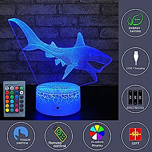 FlyonSea Baby Shark Toys Nightlight,Baby Shark Party Supplies 16 Color Changing Kids Night Light with Touch and Remote Control, Kids Shark Decor Lamp Birthday Christmas Gifts for Kids Boys Baby