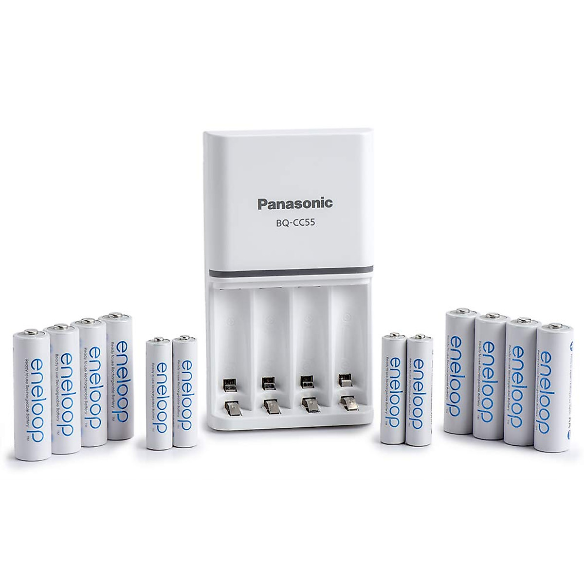 Eneloop Panasonic K-KJ55MC84CZ Power Pack; 8AA, 4AAA, and Advanced Battery 3 Hour Quick Charger & Panasonic BK-3MCCA16FA AA 2100 Cycle Ni-MH Pre-Charged Rechargeable Batteries, 16-Battery Pack