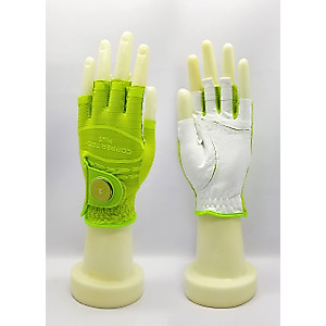 Copper Tech COPPERTECH Plus Womens Half Glove Worn ON Right Hand (White/Pink, MED to LG(ONE Size FIT Most), Worn ON RGHT Hand)