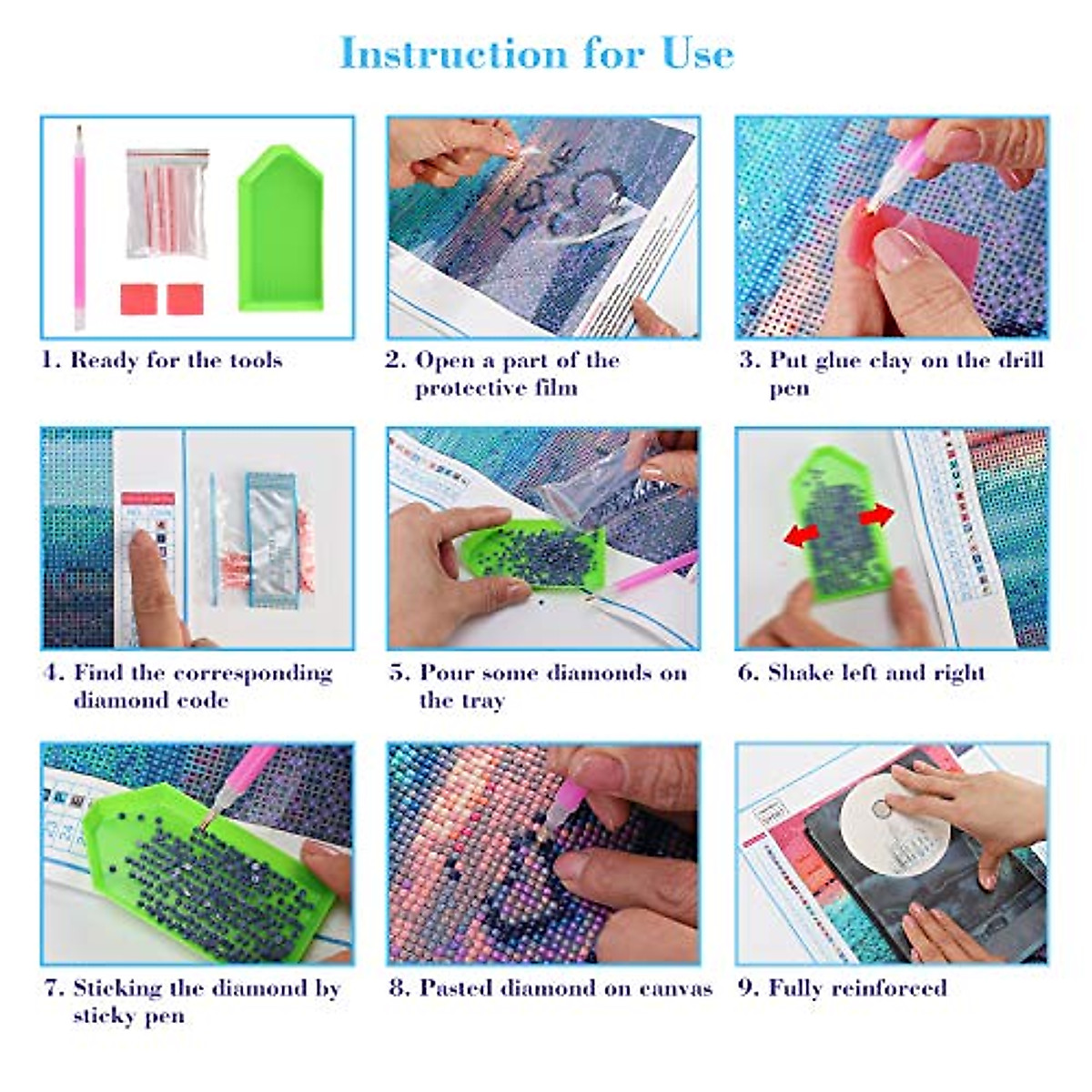 NASHRIO 5D Diamond Art Kits for Adults, Winter Peacock Diamond Art Kits, DIY Full Drill Crystal Gem Arts and Crafts, Suitable for Home Leisure and Wall Decoration (11.8x15.7 inch)