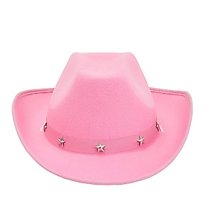 Zodaca Felt Pink Cowgirl Hat for Women and Men, Costume Accessories (14.8 x 10.6 x 5.9 Inches)