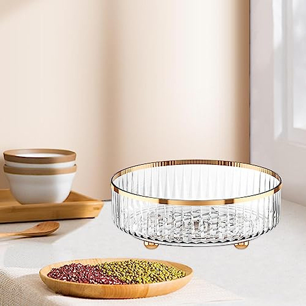 IEUDNS Lazy Susans Turntable 360 Rotation Spice Rack Holder Multifunctional Perfume Organizer Non Slip Drinks Rotating Tray for Countertop Fridge