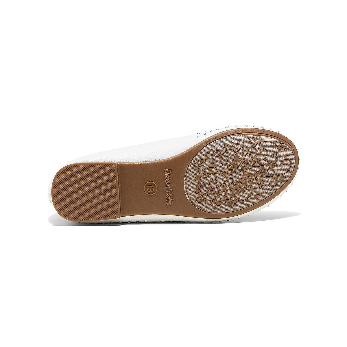 Dream Pairs NINA-100 Mary Jane Rhinestone Embelishment Slip On Versatile Ballerina Flat (Toddler/ Little Girl) New ,White(2)